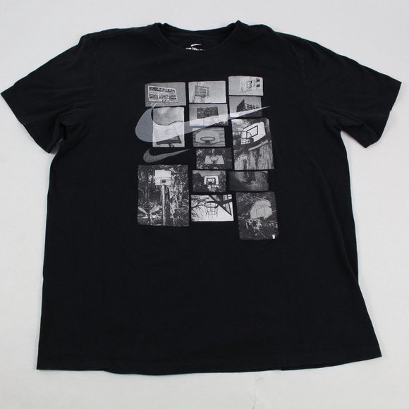 Nike | Shirts | Nike Mens Black Crew Neck Tee Ss Tshirt Basketball Hoop ...